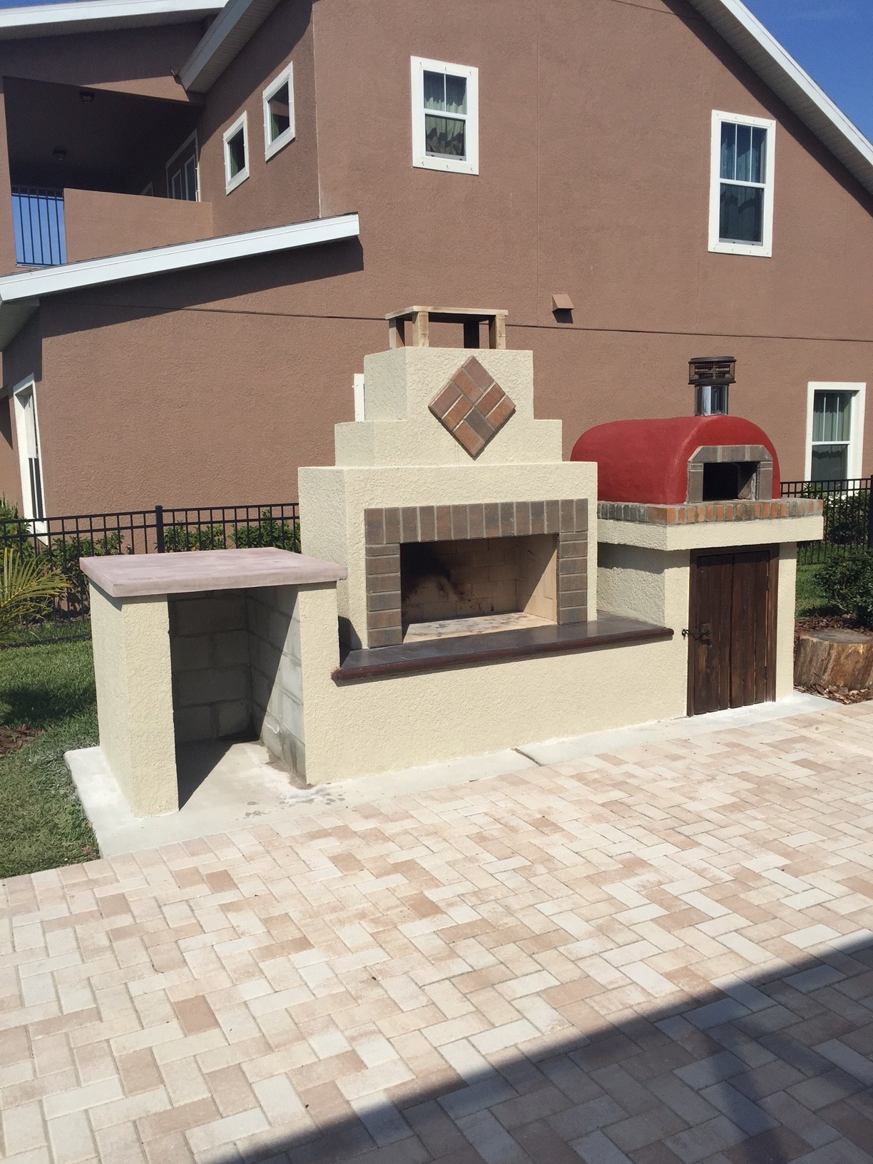 Cinder Block Outdoor Fireplace Construction